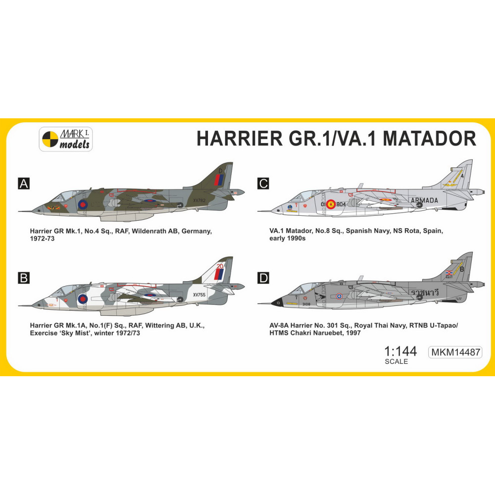 Mark I MKM144087 1/144 Hawker Harrier GR.1/VA.1 Matador RAF VTOL/STOL ...