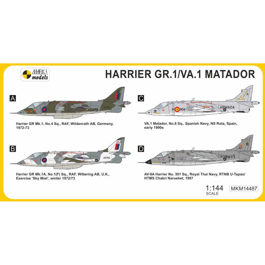 Mark I MKM144087 1/144 Hawker Harrier GR.1/VA.1 Matador RAF VTOL/STOL ...