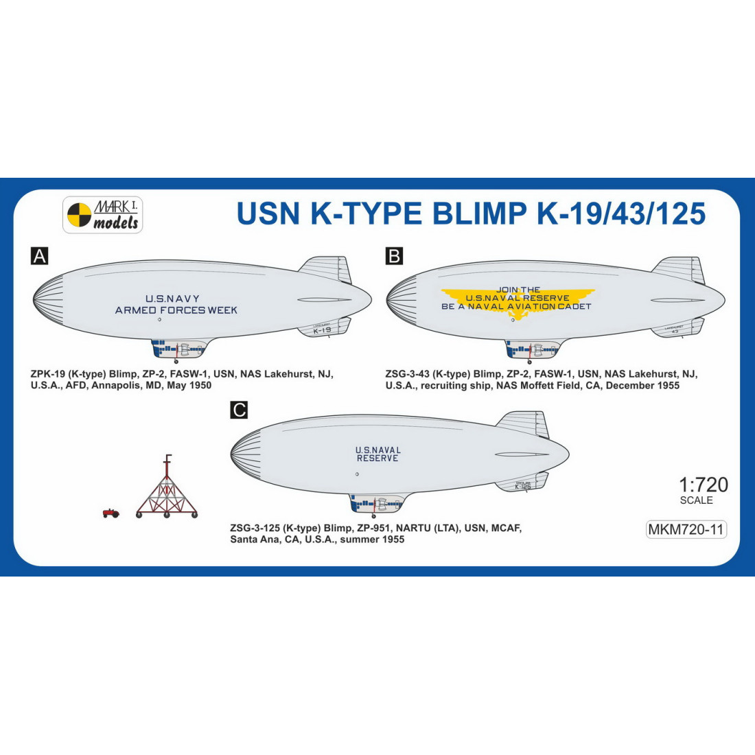 Mark I MKM720-11 1/720 Goodyear K-type Blimp Special Markings non-rigid ...
