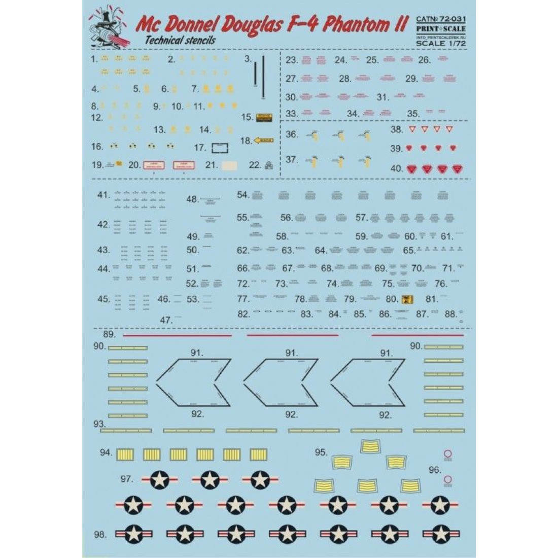 Print Scale 72-031 - 1/72 Decal for F-4 Phantom Technical Stencils ...