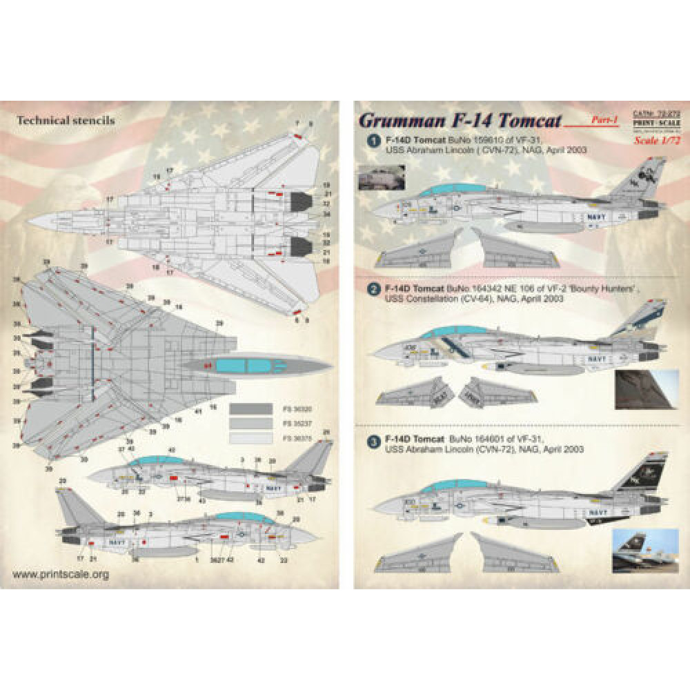 Print Scale 72-272 - 1/72 Decal For F-14 Tomcat, Part 1, (Aircraft wet ...
