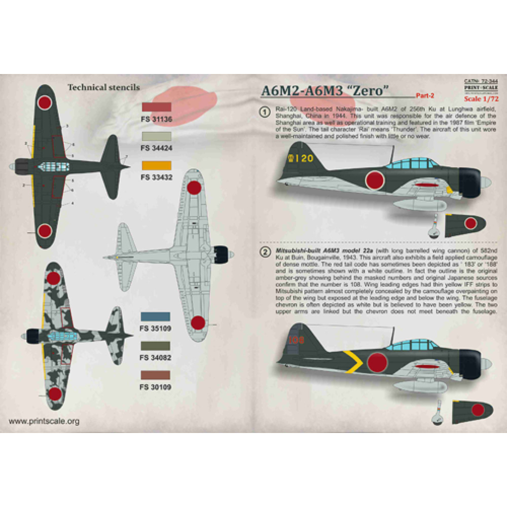 Print Scale 72-344 - 1/72 Nakajima A6M2- A6M3 "Zero" Part 2, Aircraft ...