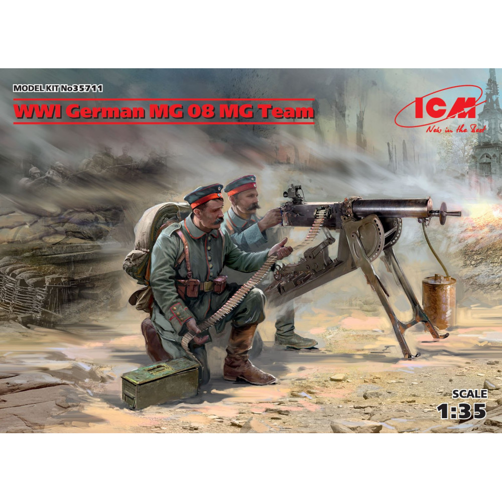 ICM 35711 - 1/35 WWI German MG08 MG Team (2 figures), scale plastic ...