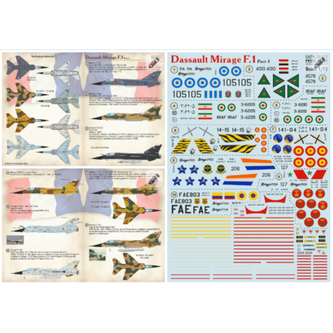 Print Scale 72-373 - 1/72 Dassault Mirage F.1 Part-1 (wet decal for ...