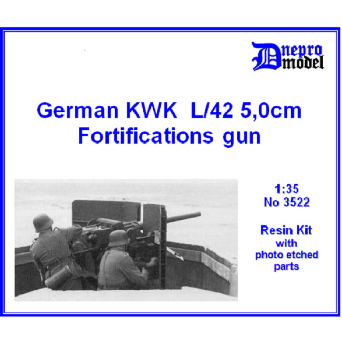 Dnepro Model DM3522 1/35 German KWK L/42 50mm fortifications gun scale ...