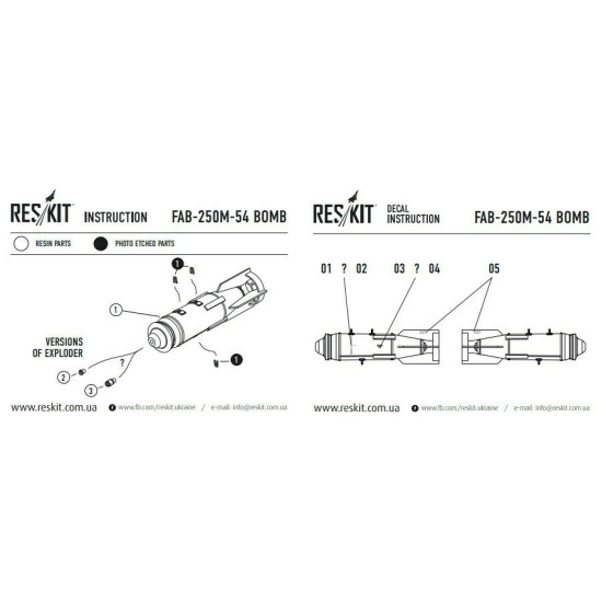 Reskit RS48-0094 - 1/48 – Wheels set FAB-250М-54 Bomb (4 pcs) Resin ...