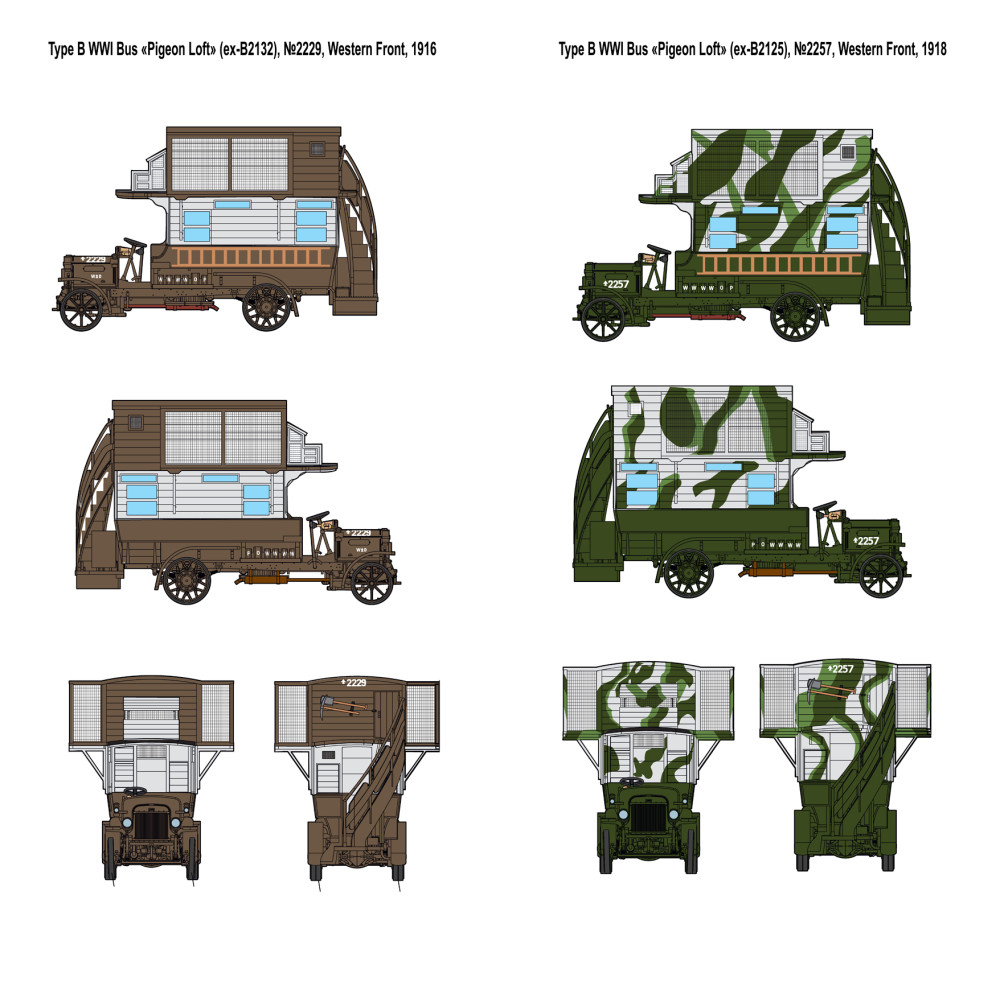 Roden 737 - 1/72 - Type B WWI Bus "Pigeon Loft" Model Kit Vehicles ...