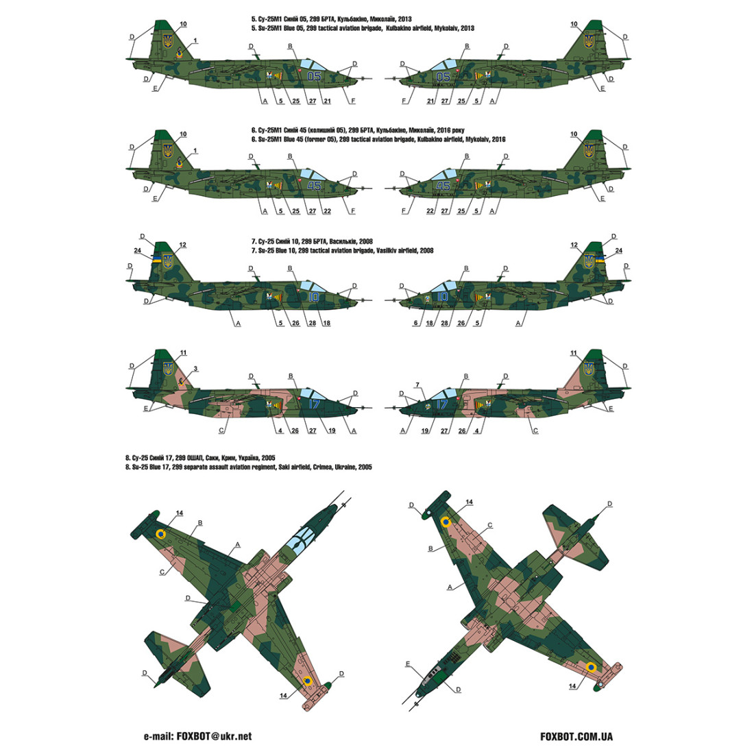 DECALS FOR UKRAINIAN ROOKS: SUKHOI SU-25 1/72 SCALE Foxbot 72-055 Model ...