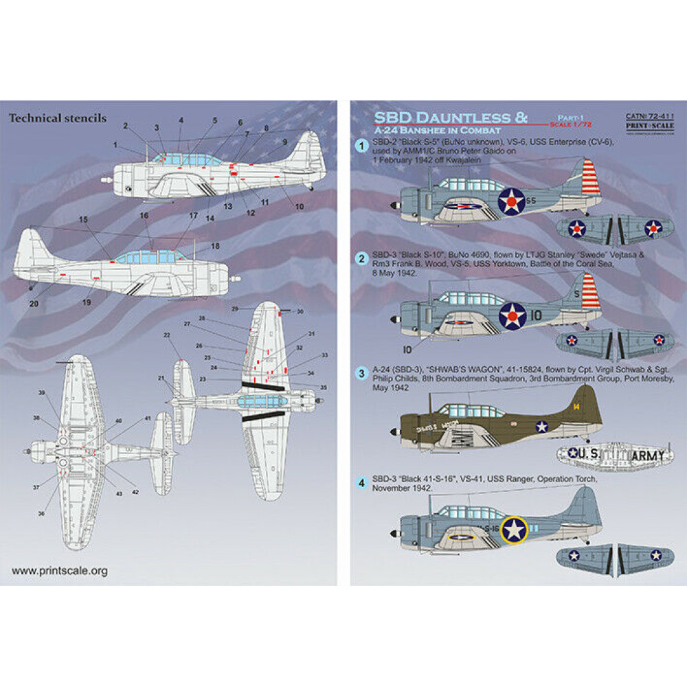 Print Scale 72-411 - 1/72 - SBD Dauntless & A-24 Banshee in combat Part ...