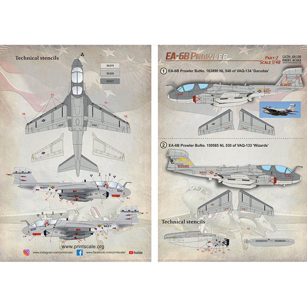 Print Scale 48-196 - 1/48 - EA-6 Prowler Part 2 scale decal plastic ...