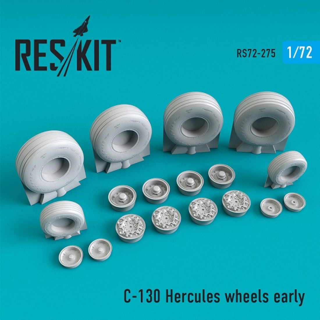 Reskit RS72-0275 - 1/72 C-130 Hercules wheels early scale plastic model ...