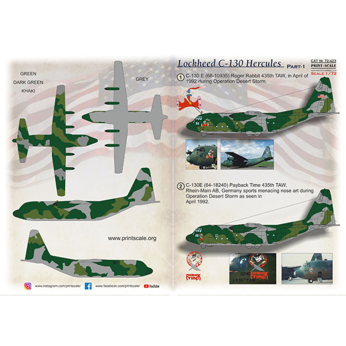Print Scale 72-423 - 1/72 - Lockheed C-130 Hercules. Part 1 scale decal ...
