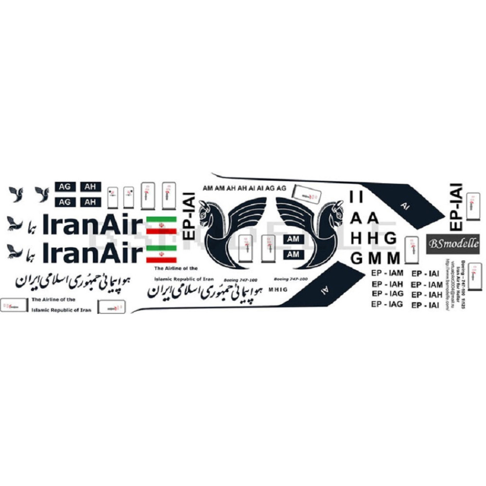 BSmodelle 144041 - 1/144 Boeing 747 Iran Air decal for aircraft scale ...