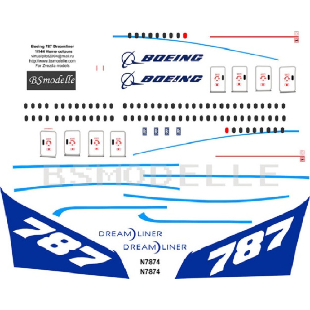 BSmodelle 144063 - 1/144 Boeing 787 Dreamliner Home colours decal ...