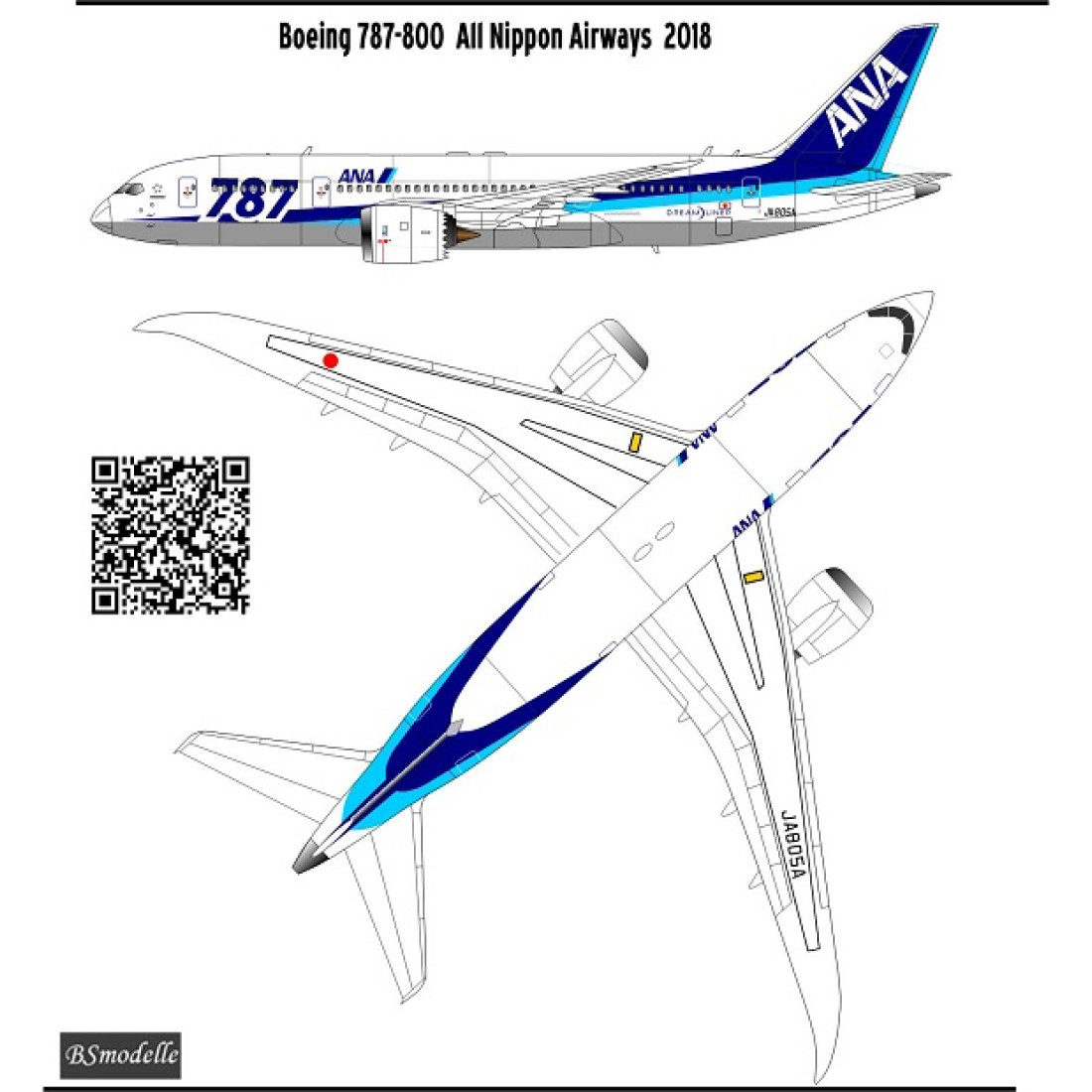BSmodelle 144468 - 1/144 Boeing 787-800 ANA decal for aircraft model ...