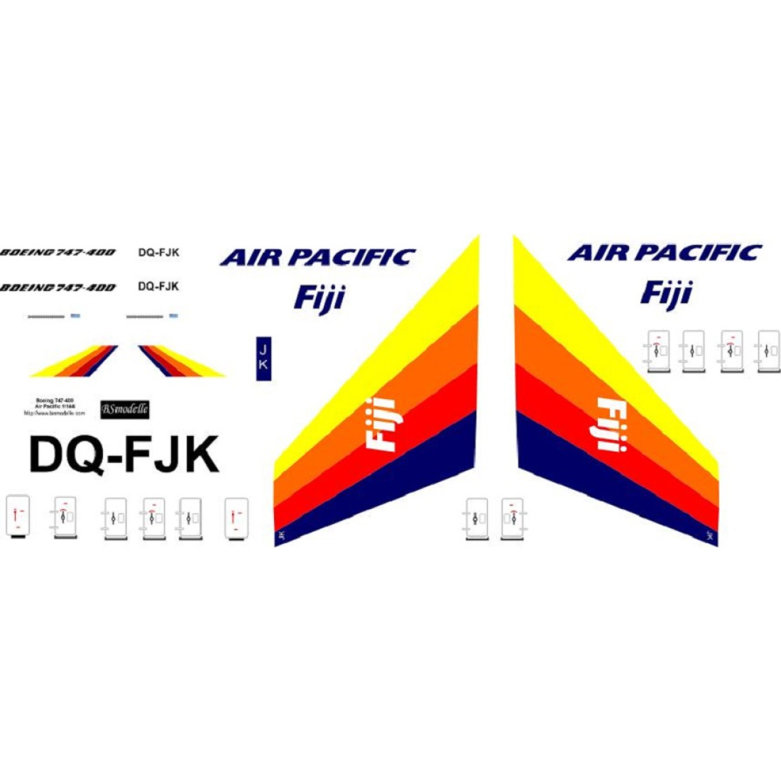 BSmodelle 144496 - 1/144 Boeing 747-400 Air Pacific decal for aircraft ...