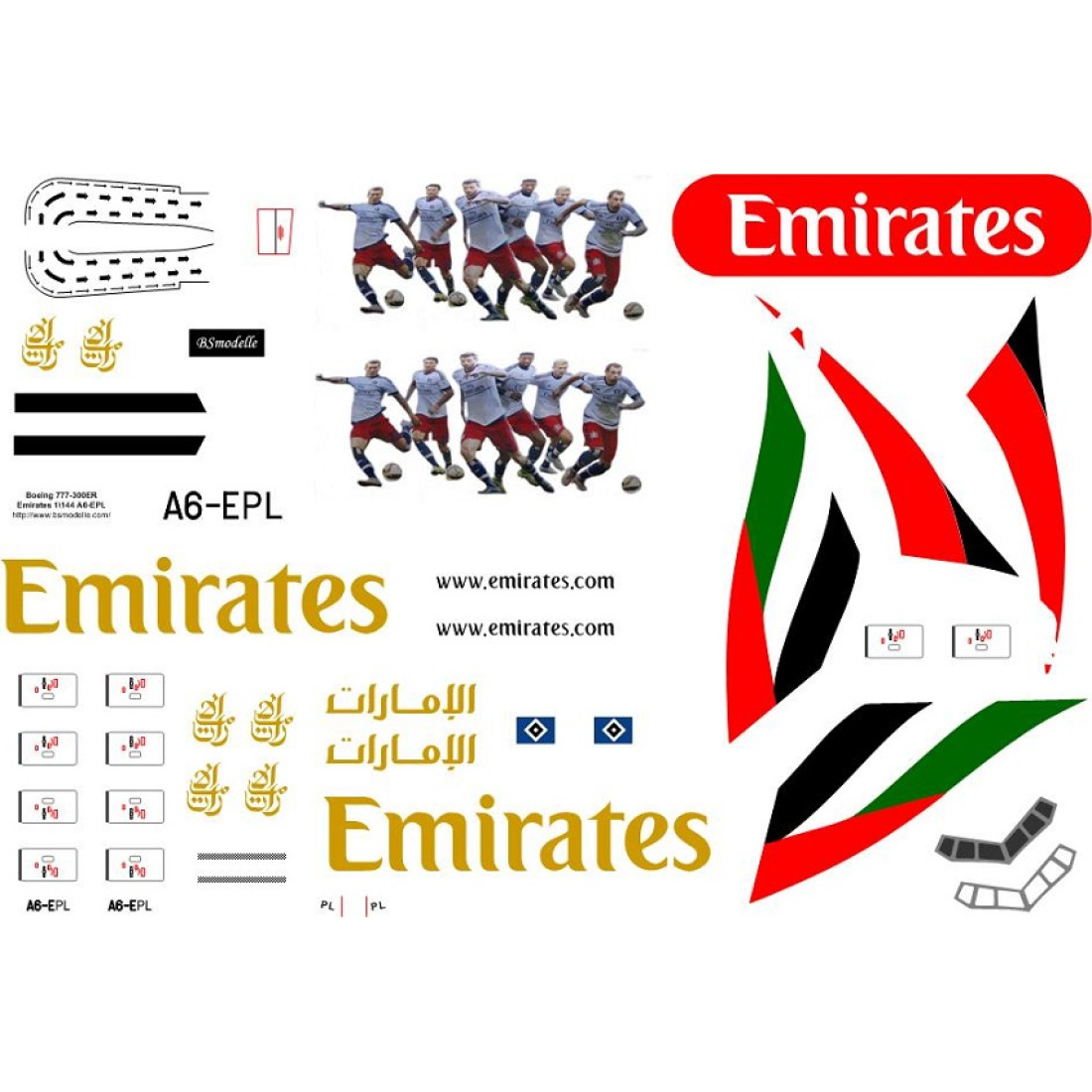 BSmodelle 144505 - 1/144 Boeing 777-300ER Emirates A6-EPL decal for ...