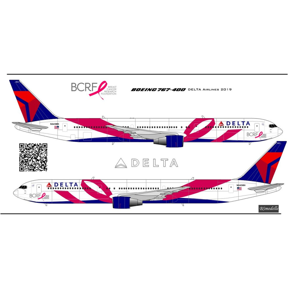 BSmodelle 144531 - 1/144 Boeing 767-400 Delta Airlines decal for ...