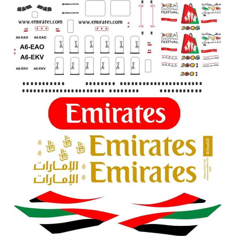 BSmodelle 144541 - 1/144 Airbus A330 Emirates decal for aircraft model ...