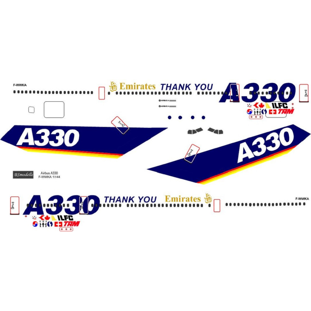 BSmodelle 144549 - 1/144 Airbus A330 F-WWKA decal for aircraft model ...