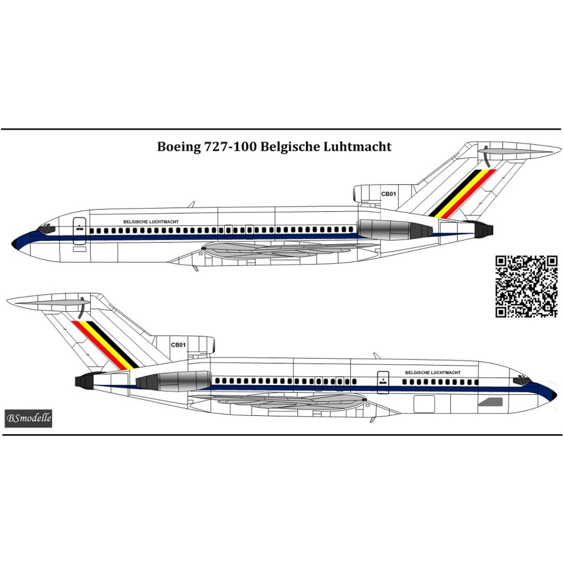 BSmodelle 144031_1 - 1/144 Boeing 727-100 Belgian AF decal for aircraft ...