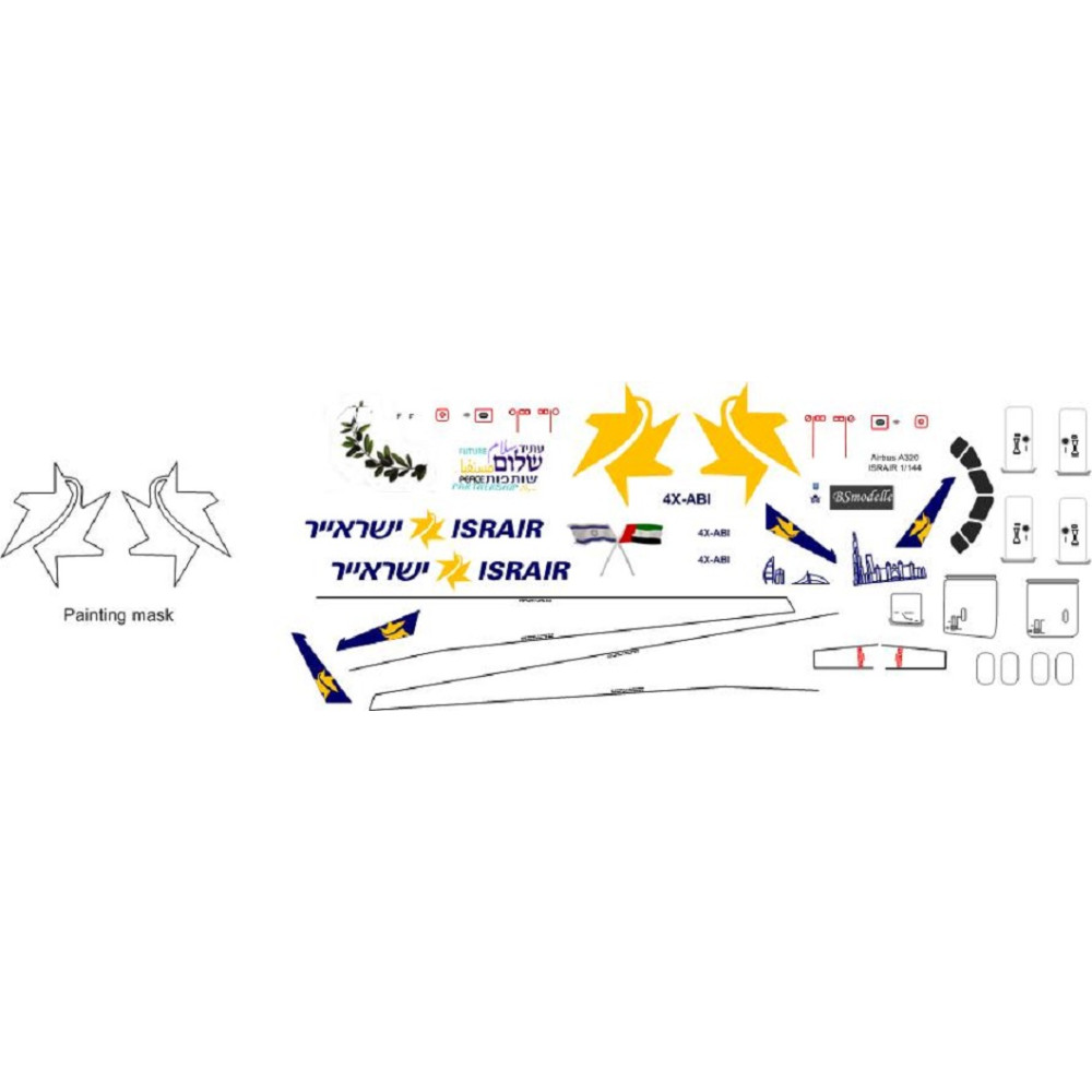 BSmodelle 144555_1 - 1/144 Airbus A320-232 4X-ABI ISRAIR decal for ...
