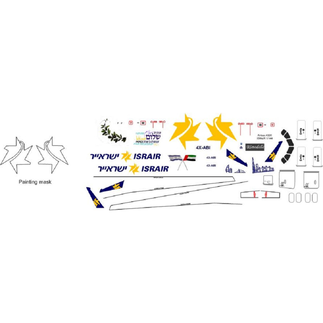 BSmodelle 144555_1 - 1/144 Airbus A320-232 4X-ABI ISRAIR decal for ...