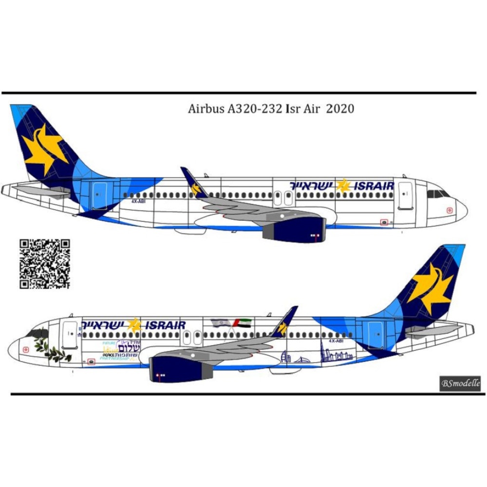 BSmodelle 144555_1 - 1/144 Airbus A320-232 4X-ABI ISRAIR decal for ...