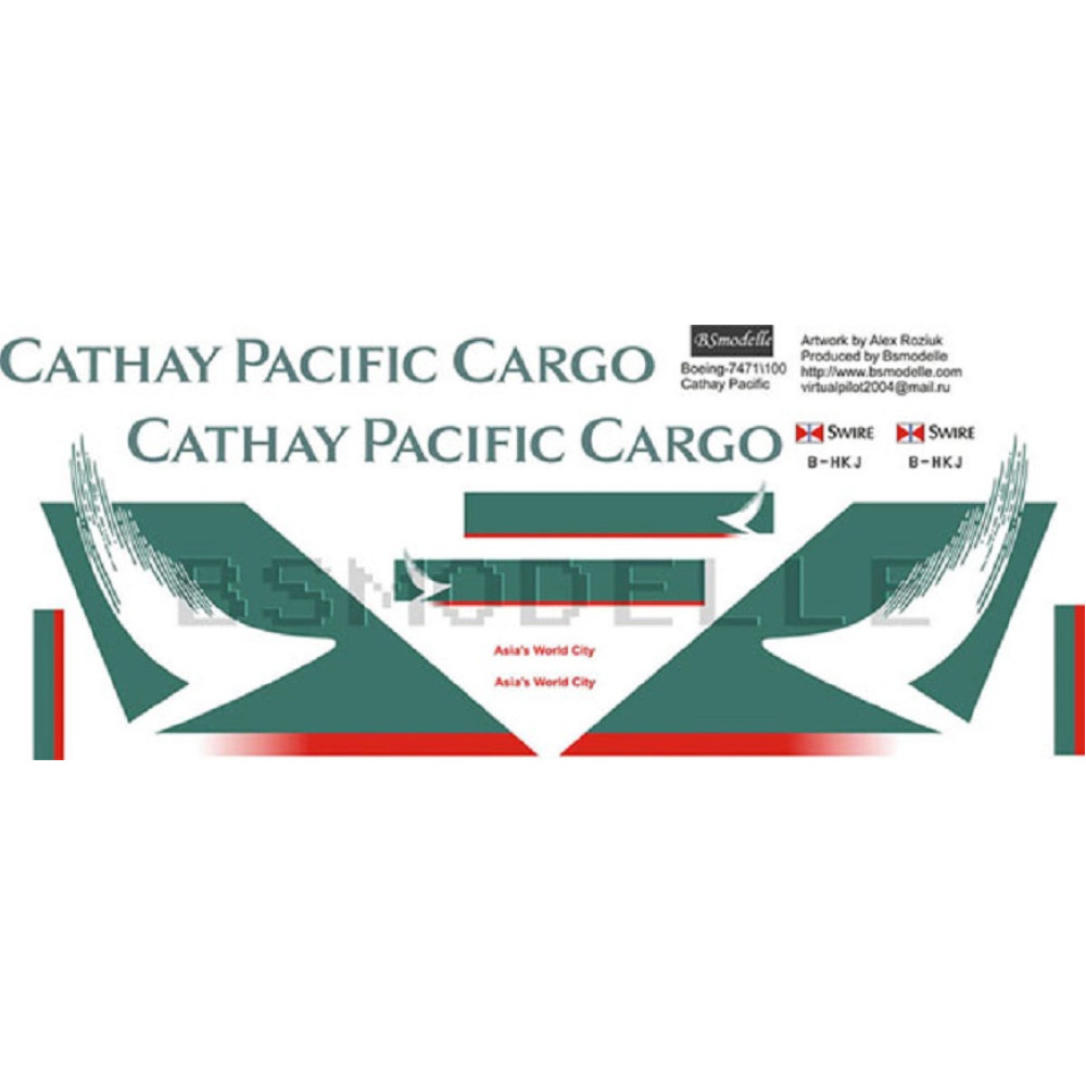 BSmodelle 100021 - 1/100 Boeing 747 Cathay Pacific decal for aircraft ...