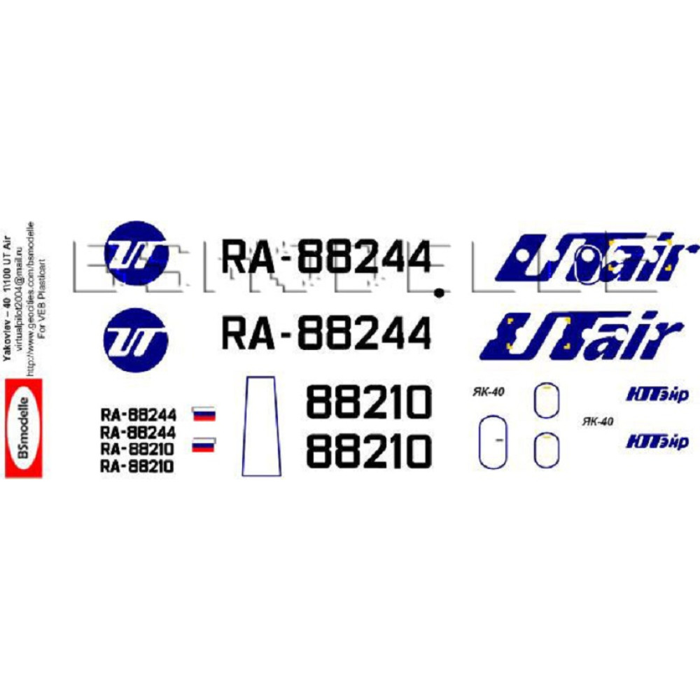 BSmodelle 100049 - 1/100 Yakovlev Yak-40 Ut Air decal for aircraft ...
