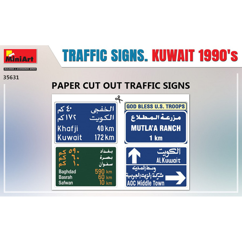 Miniart 35631 - 1/35 Traffic signs. Kuwait 1990’s. scale model kit ...