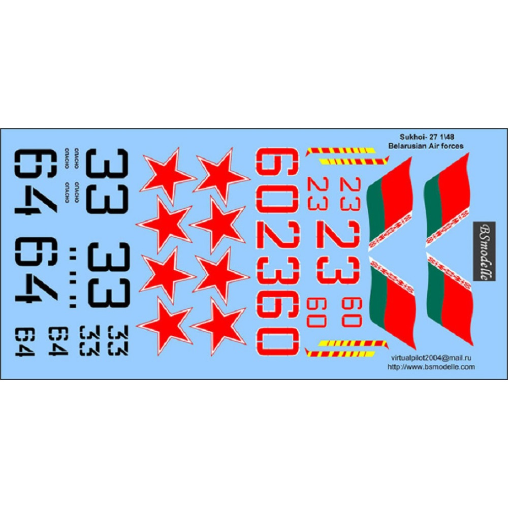BSmodelle 48003 - 1/48 Sukhoi Su-27 Belarus AF decal for aircraft model ...