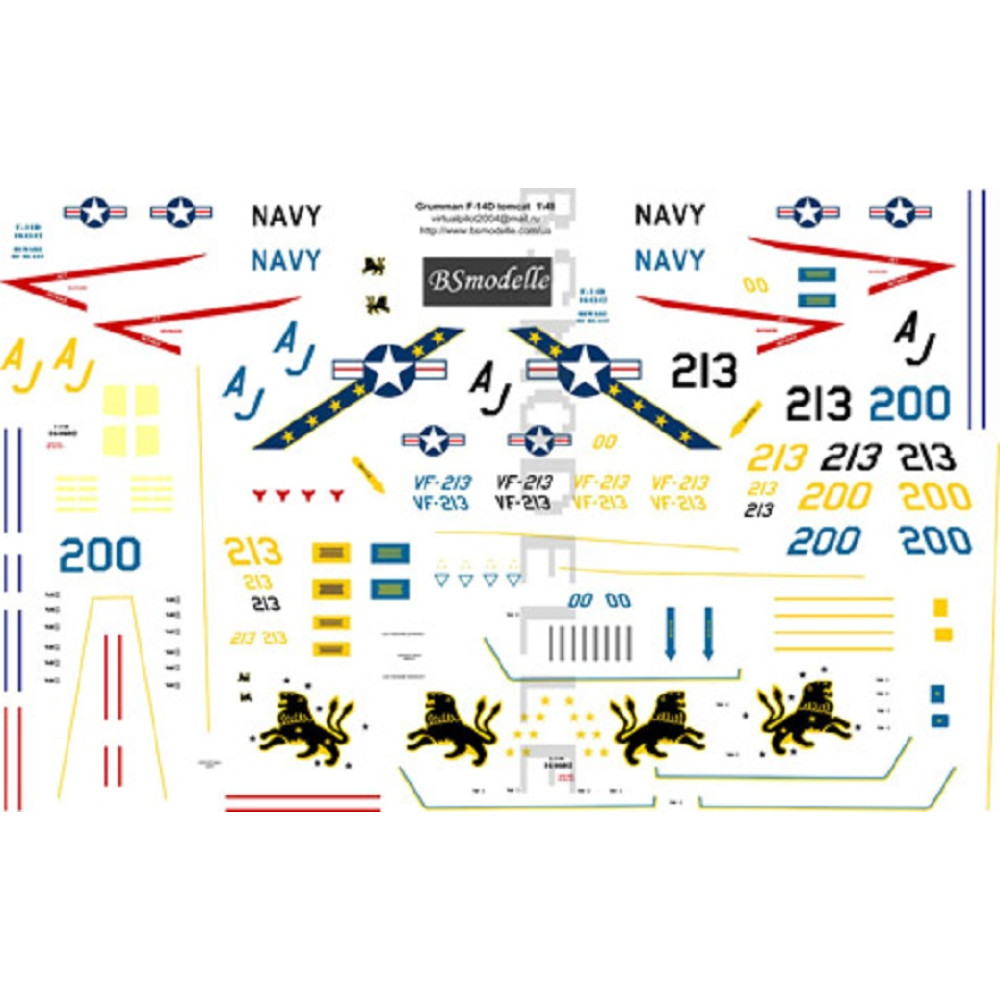 BSmodelle 48009 - 1/48 Grumman F-14Tomcat US Navy decal for aircraft ...