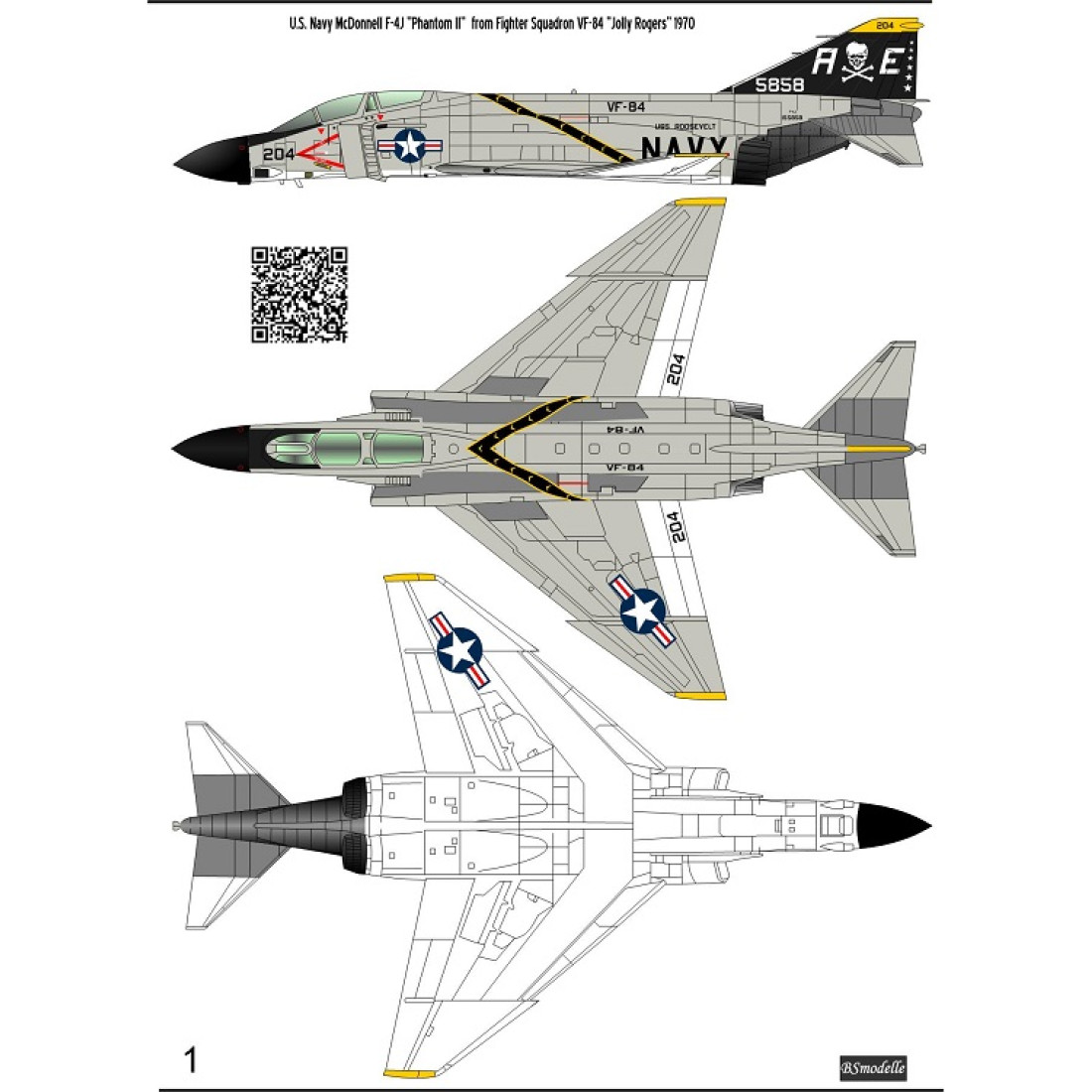 BSmodelle 480435 - 1/48 McDonnel Douglas F4 PhantomII US NAVY decal for ...