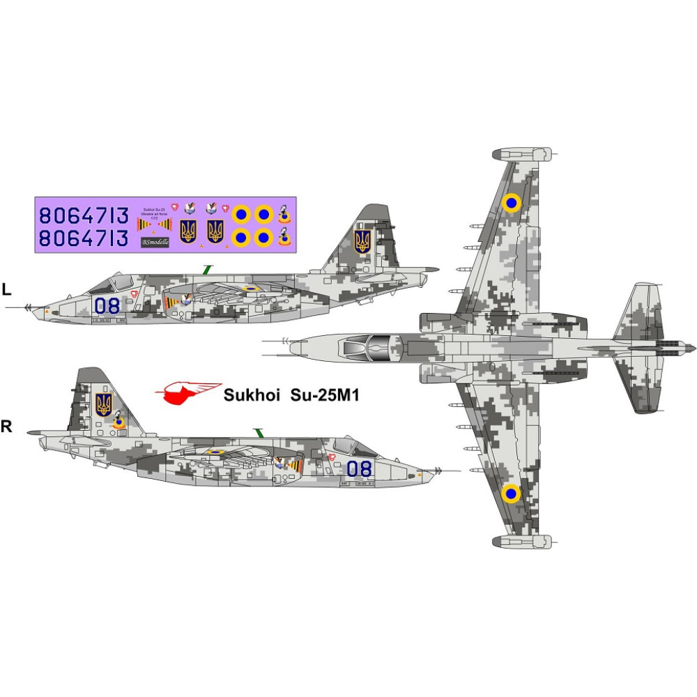 BSmodelle 00102 - 1/72 Insignia Sukhoi Su-25 Ukraine Air Force decal ...