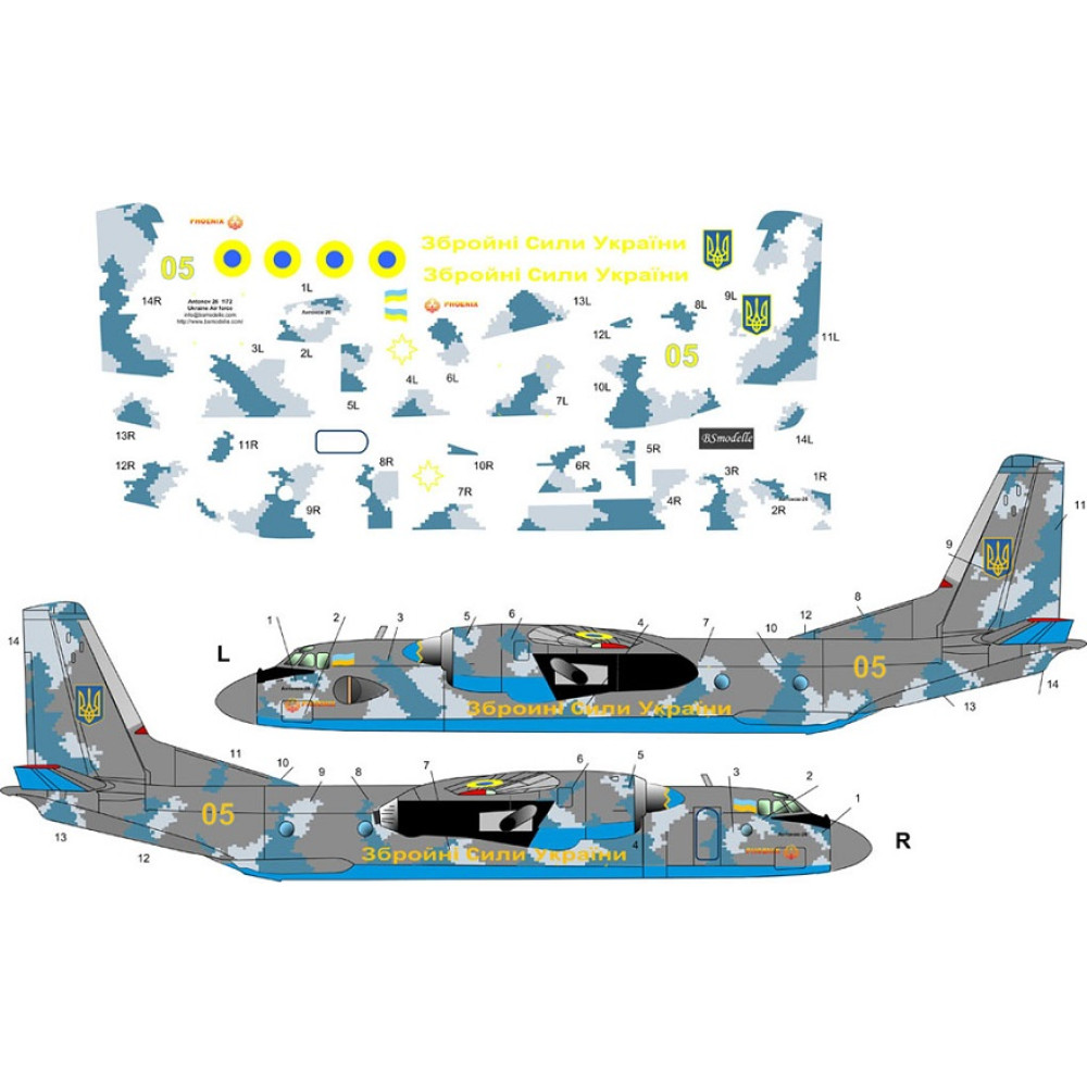 BSmodelle 88954 - 1/72 Antonov An-26 Ukraine Air Force decal for model ...