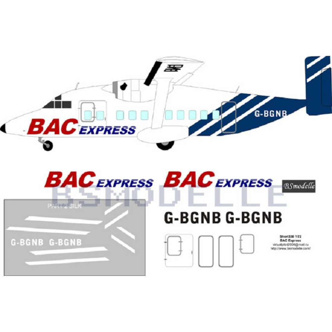 BSmodelle 72036 - 1/72 Short 330 BAC Express decal for aircraft model ...