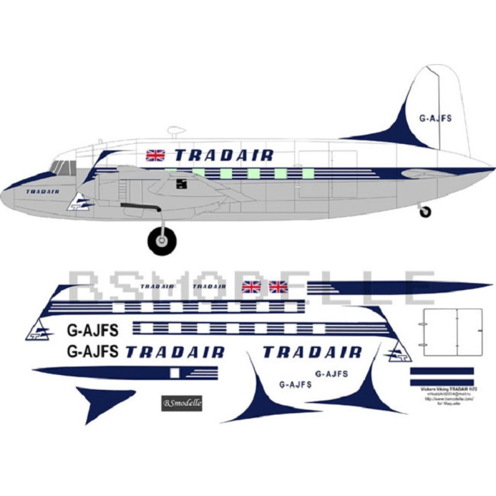 BSmodelle 72037 - 1/72 Vickers Viking TRAD AIR decal for aircraft model ...