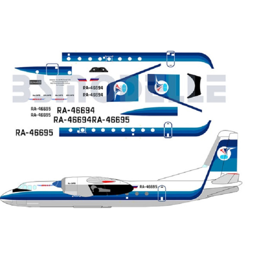 BSmodelle 72038 - 1/72 Antonov An-24RV Yamal decal for aircraft model ...