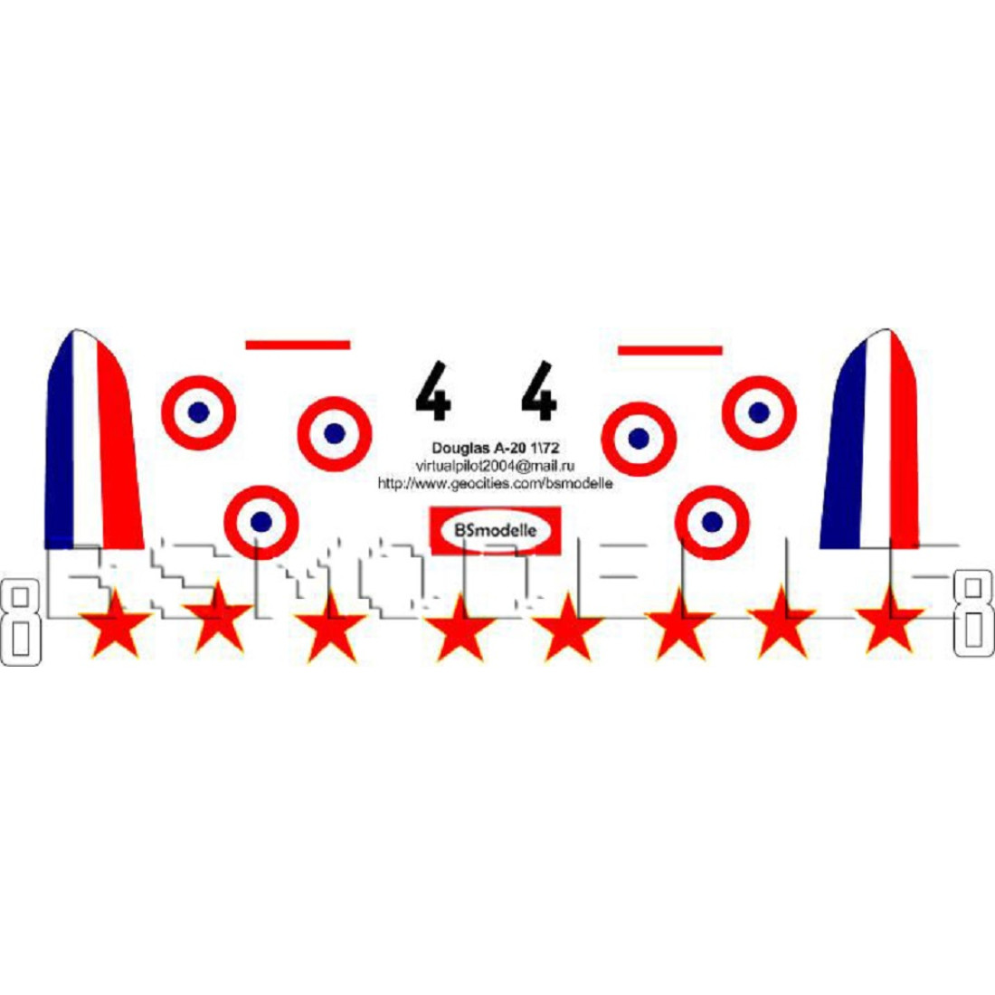 BSmodelle 72060 - 1/72 Douglas A20 decal for aircraft plastic model ...