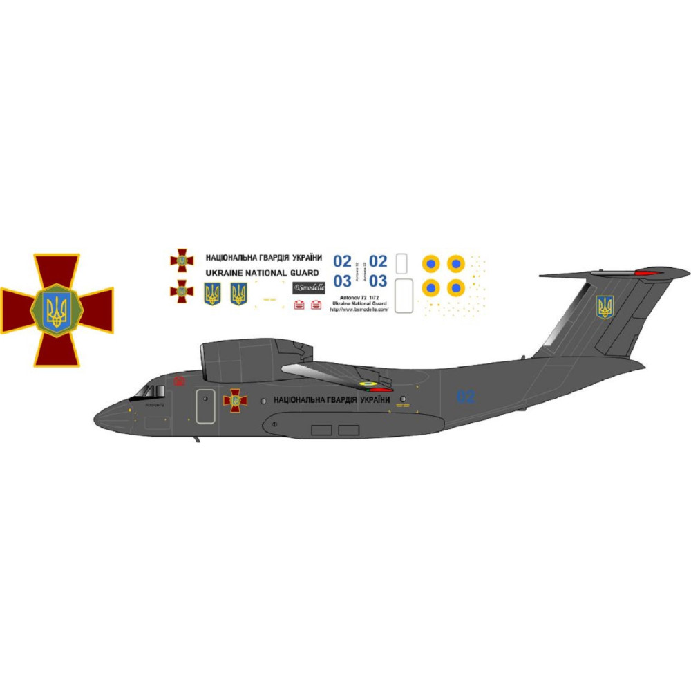 BSmodelle 720416 - 1/72 Antonov An-72 Ukraine National Guard decal for ...