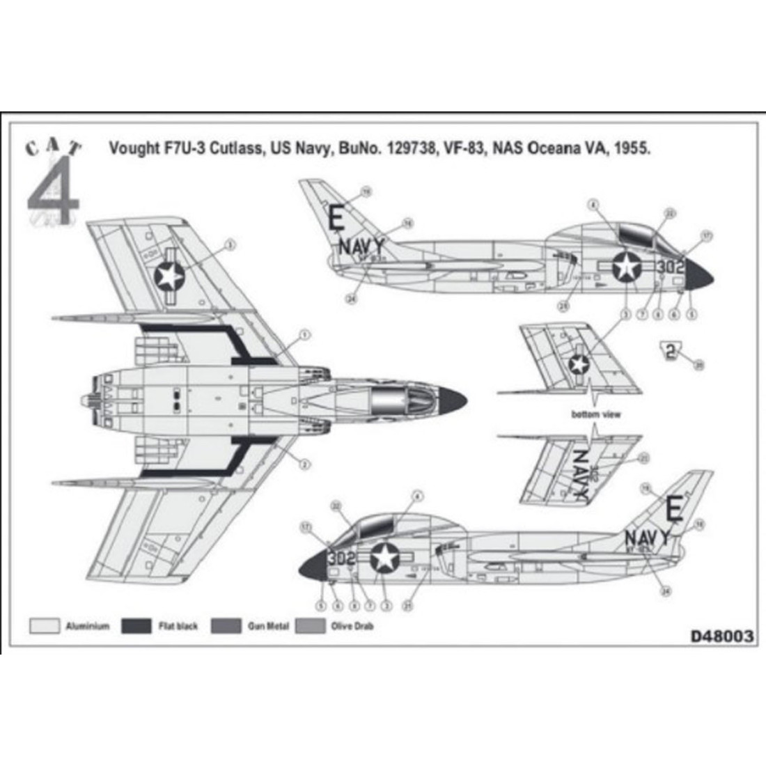 CAT4 D48003 - 1/48 Vought F7U-3 Cutlass US Navy scale plastic model ...
