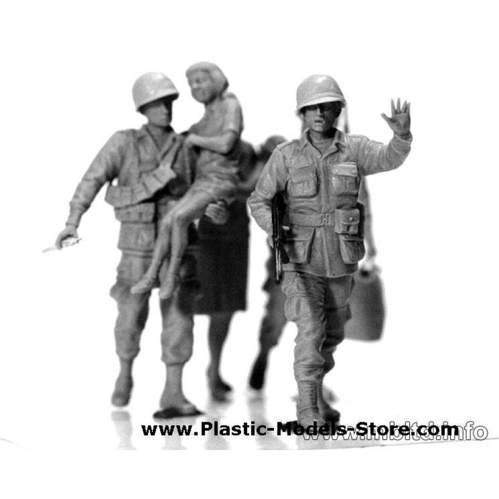 US SOLDIERS AND CIVILIANS FRANCE PLASTIC MODEL MILITARY FIGURE 1/35 ...
