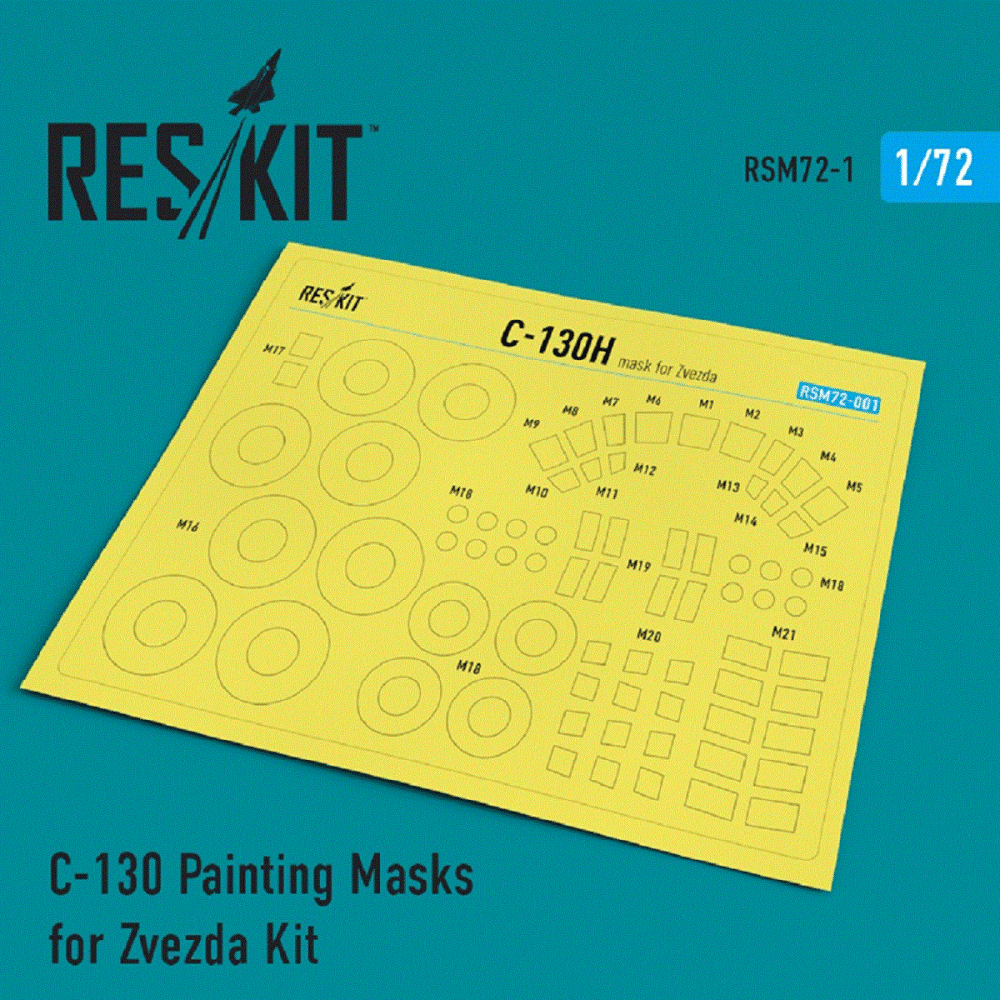 Reskit RSM72-0001 - 1/72 С-130 Painting Masks for Zvezda model Kit ...