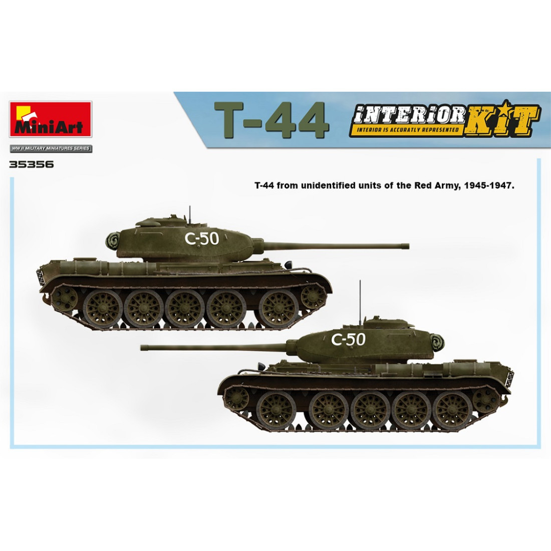 Miniart 35356 - 1/35 Soviet medium tank T-44 with interior scale model ...