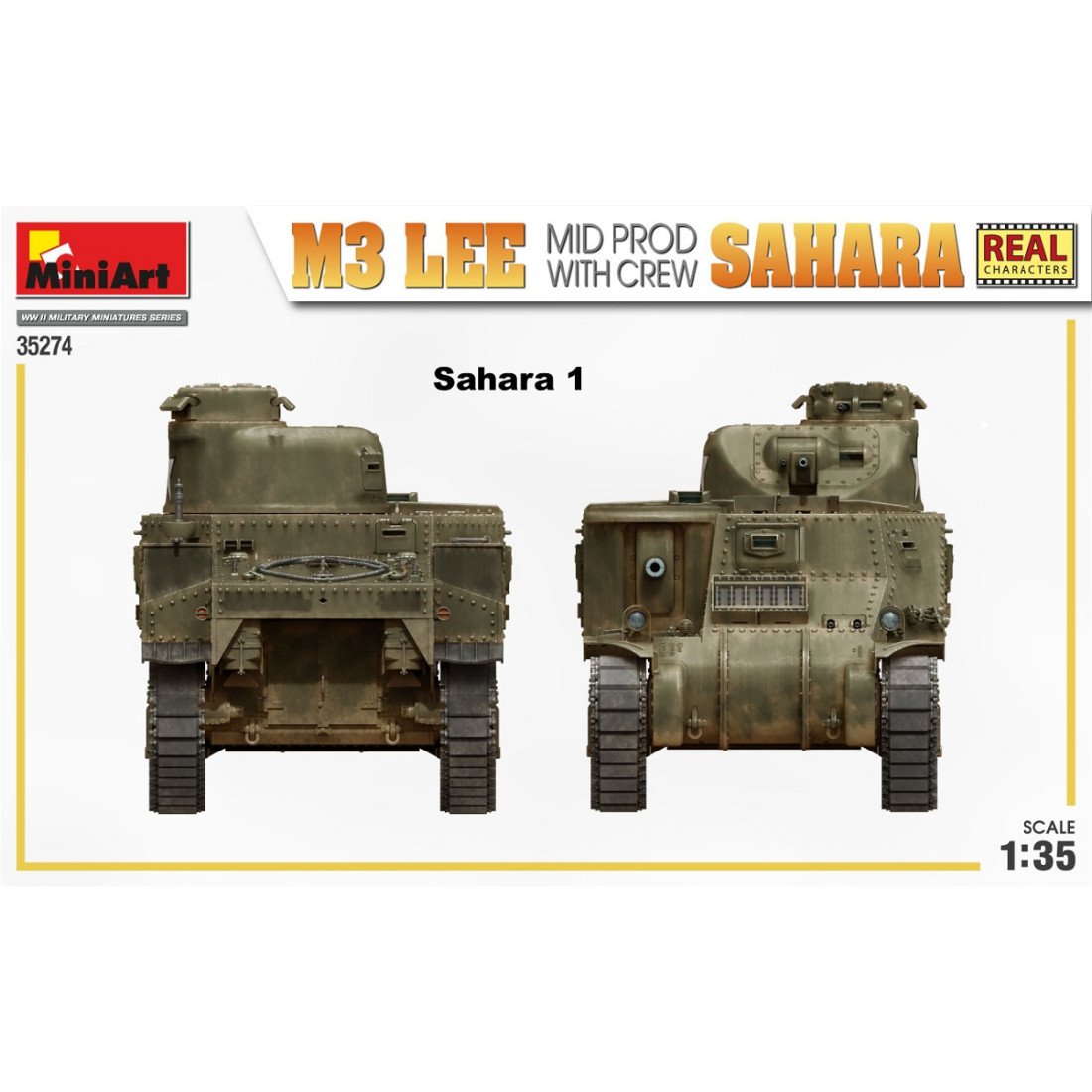 Miniart 35274 - 1/35 M3 LEE MID PROD. SAHARA w/CREW scale model Plastic ...
