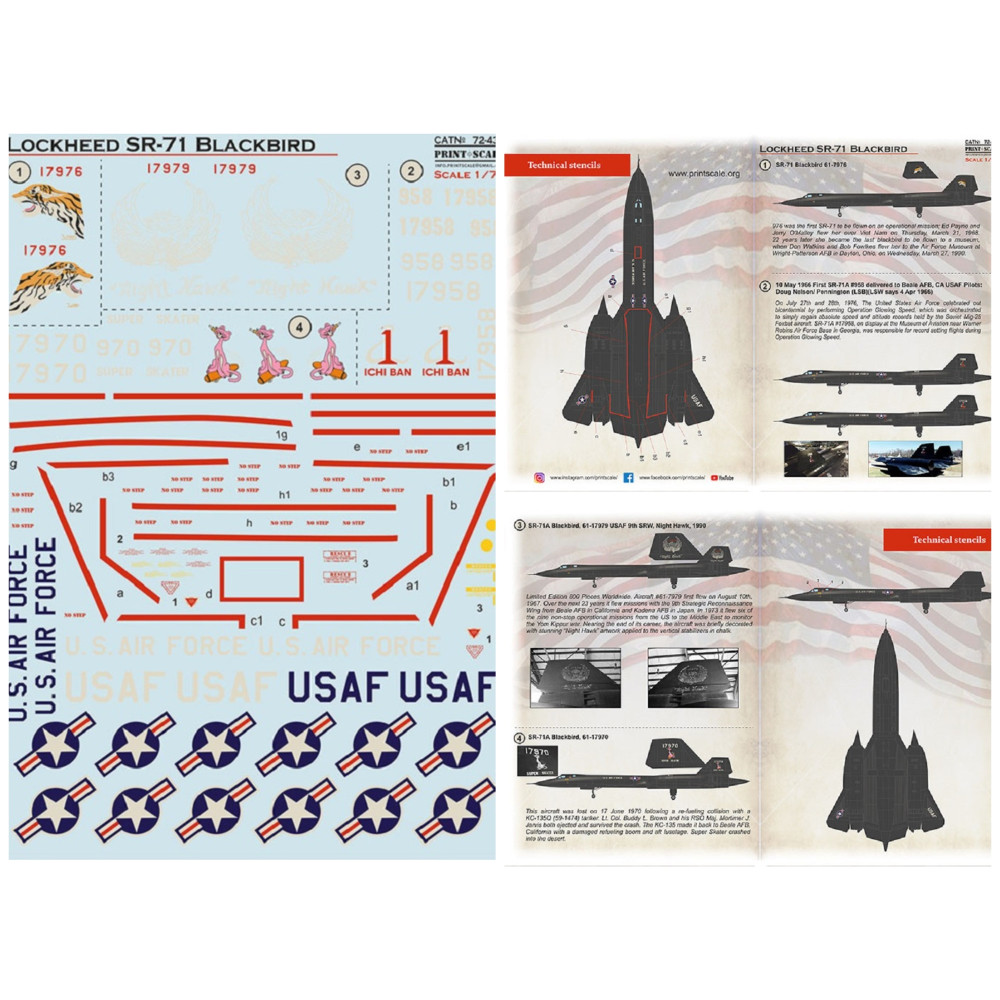 Print Scale 72-435 - 1/72 Lockheed SR-71 Part-1, Decals for aircraft ...