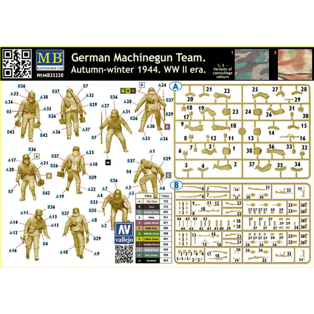 Master Box 35220 - 1/35 German Machinegun Team. Autumn-winter 1944. WW ...