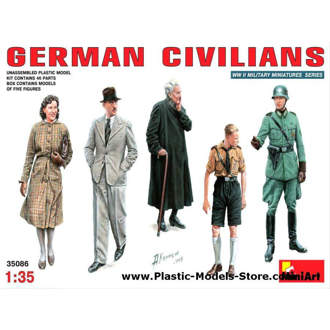 German civilians 5 fig. WWII 1/35 Miniart 35086 Model Kit Figures Model ...