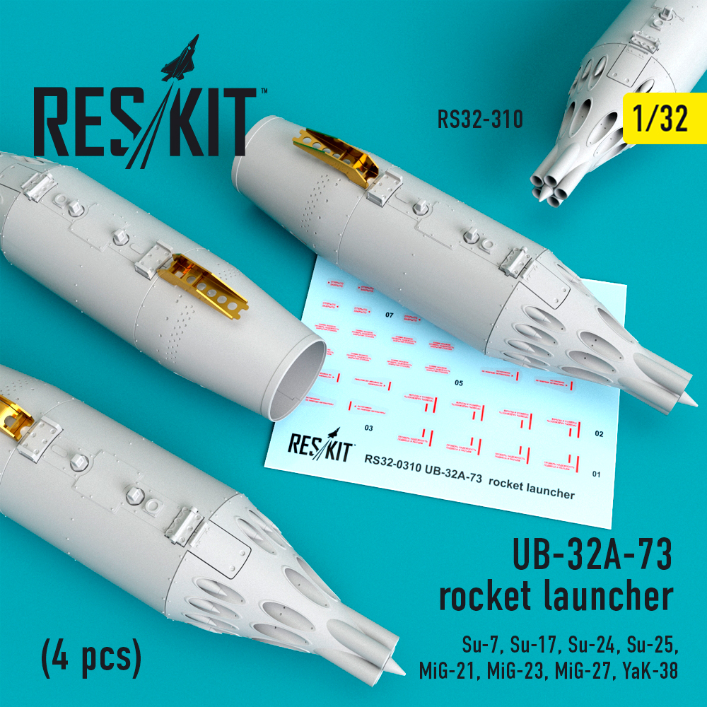 Reskit RS32-0310 - 1/32 UB-32A-73 rocket launcher (4 pcs) for plastic ...